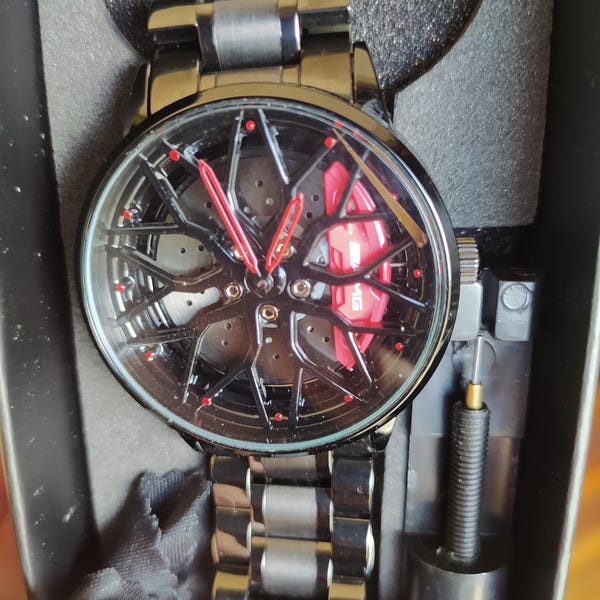 BMW M5 BLK/SLV 3D Brake Caliper Wheel Watch: Steel, Leather or Mesh ...