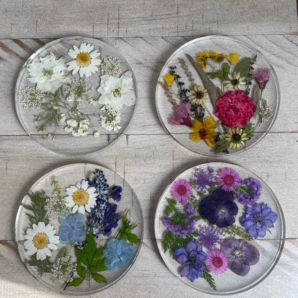 Natural Flowers Coasters,colorful Pressed Real Flowers Outdoor Coasters ...