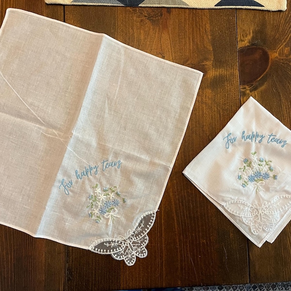 Custom Wedding Flower Handkerchief 'for Happy Tears' - Personalized ...