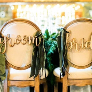 Bride & Groom Chair Signs - Etsy