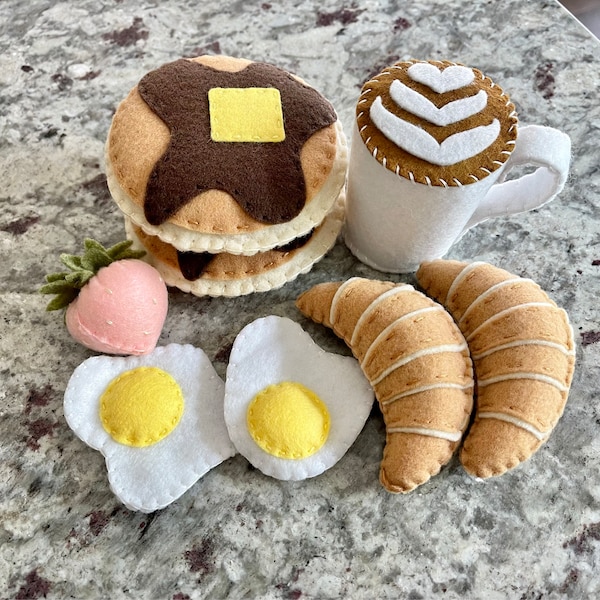 Felt Food Breakfast Set, Felt Play Food, Play Kitchen, Play Bakery ...