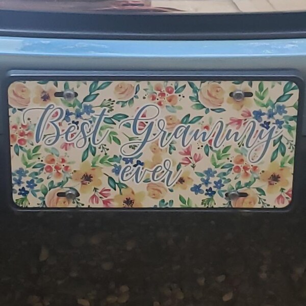 Multi-color Floral Personalized License Plate and Car Coasters ...