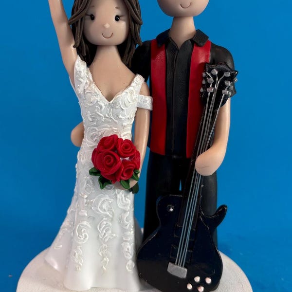 Bride & Groom With a Trombone Custom Wedding Cake Topper - by MUDCARDS ...