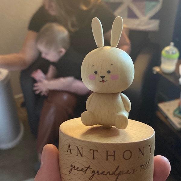 Personalized Bunny Musical Carousel | Custom Heirloom,engraved Wooden ...
