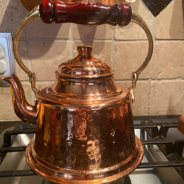 Handmade Copper Tea Kettle, Stovetop Teapot, Traditional Ottoman Copper ...