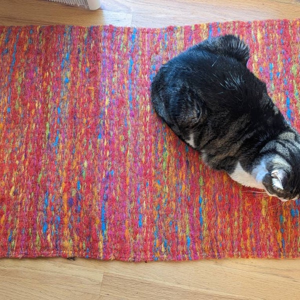 Entryway Sisal Rug, Handwoven Red Lava Welcome Mat, Colorful Doormat ...