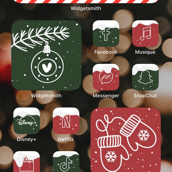 First Snow Christmas App Icons, Ios Icons Xmas, Green Red Aesthetic App ...