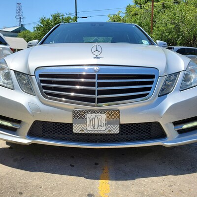 Monogrammed Car Tag Black Lattice Gray Chevron Personalized Front ...