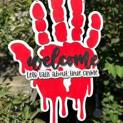 True Crime Horror Hand Door Hanger - Etsy
