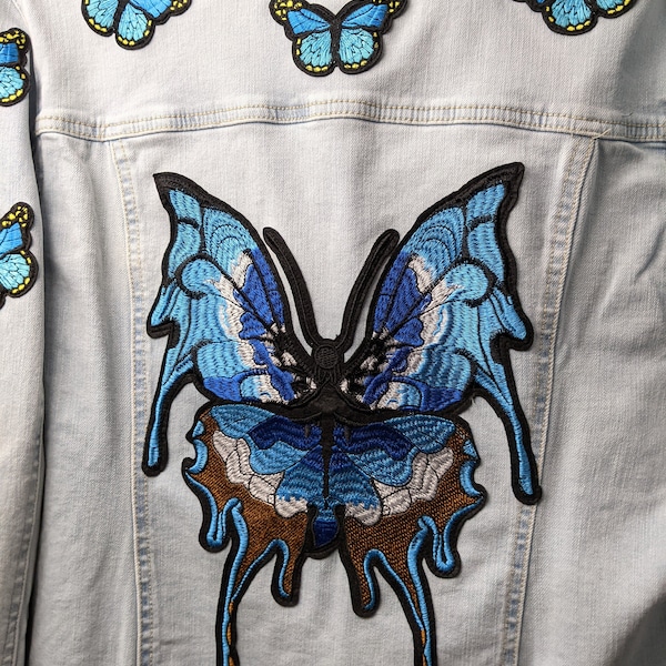 Large BLUE Sew on BUTTERFLY Patch Applique 12-3/8"h X 9-1/8"w (L32) - Etsy