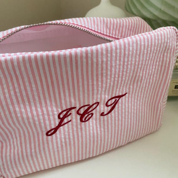 Personalised Small Quilted Monogramed Cosmetic Bag, Initial Name Makeup ...