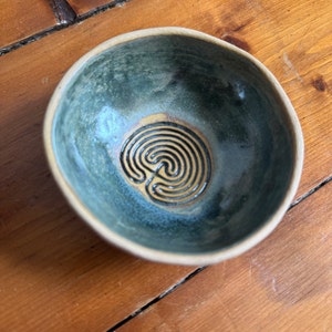 Stag Handmade Ceramic Offering Bowl, Green Glaze Stoneware Ritual ...