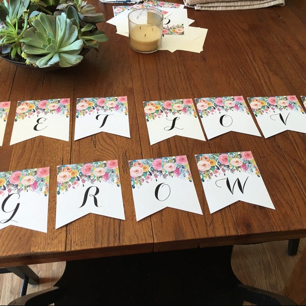 Printable Bridal Shower Banner, Floral Banner, Floral Wedding Banner ...