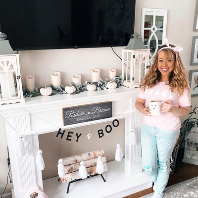 Hey Boo Banner With Felt Ghost Halloween Banner Halloween Decorations ...