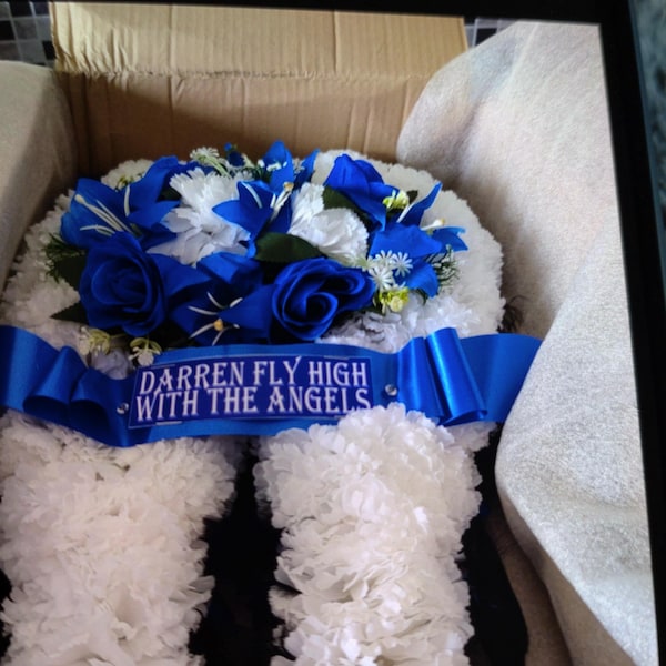 Angel Wings Funeral With Feathers Memorial Tribute Artificial Flowers ...