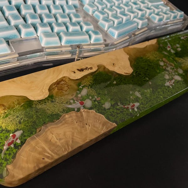 Handmade River Koi Pond Resin Wrist Rest, Wood Keyboard Rest - Etsy