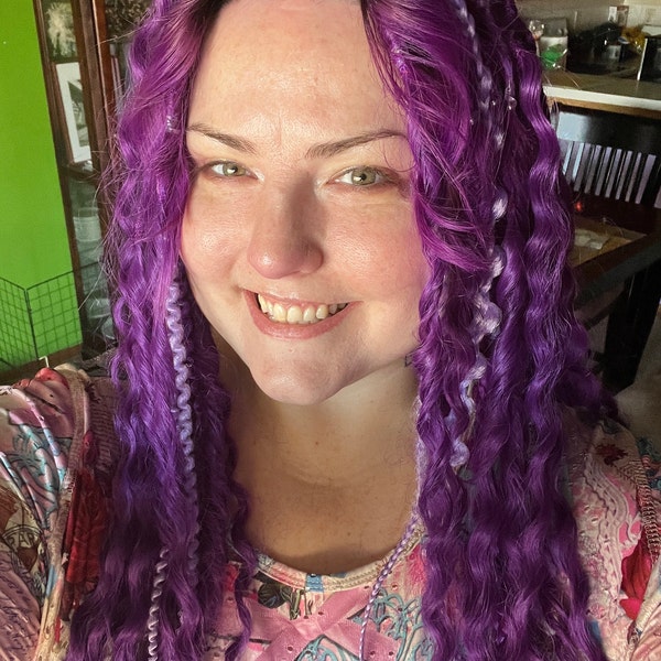 Curly Dreads Crochet Double Ended Dreads Extensions Purple Dreadlocks ...