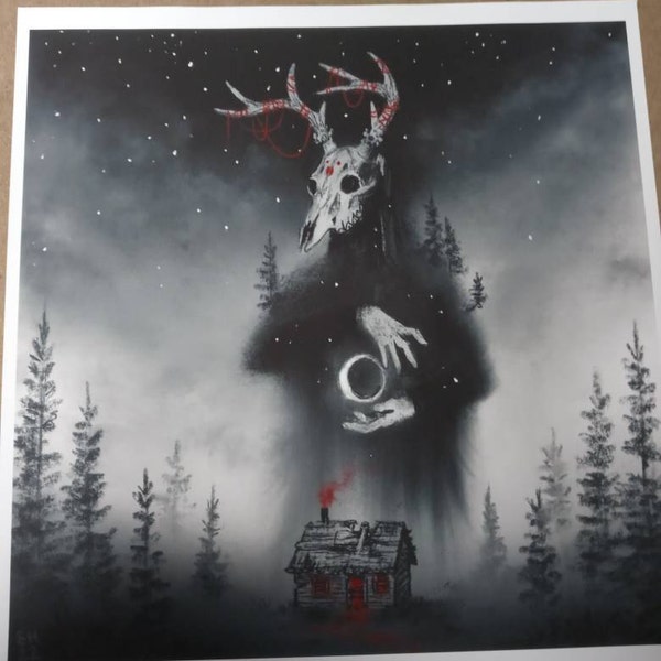 Form and Void 8x8 Fine Art Print Dark Deer Skull Darkness Creepy Spooky ...