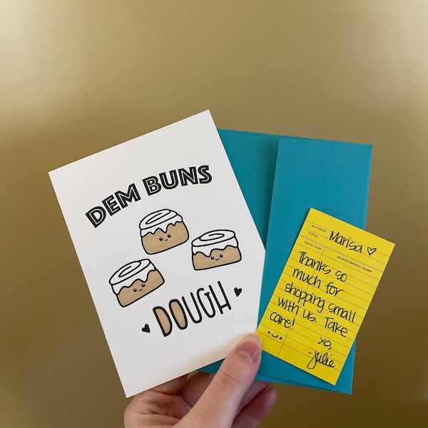 Funny Buns Butt Card - Letterpress Love Card - Dem Buns Dough ...