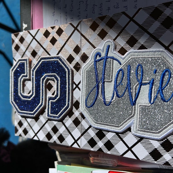 Greek Varsity Glitter Iron on Patch Letterman Iron on Patch Sew on ...