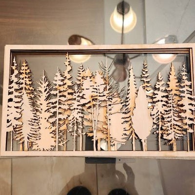 Layered Forest Design for Laser Cutting 2 Separate Designs 4 Panels ...