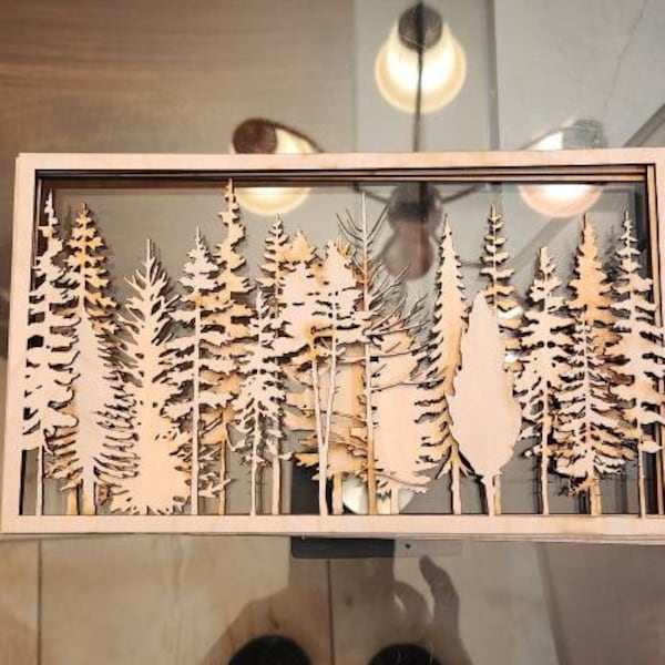 Layered Forest Design for Laser Cutting - 2 Separate Designs 4 Panels ...