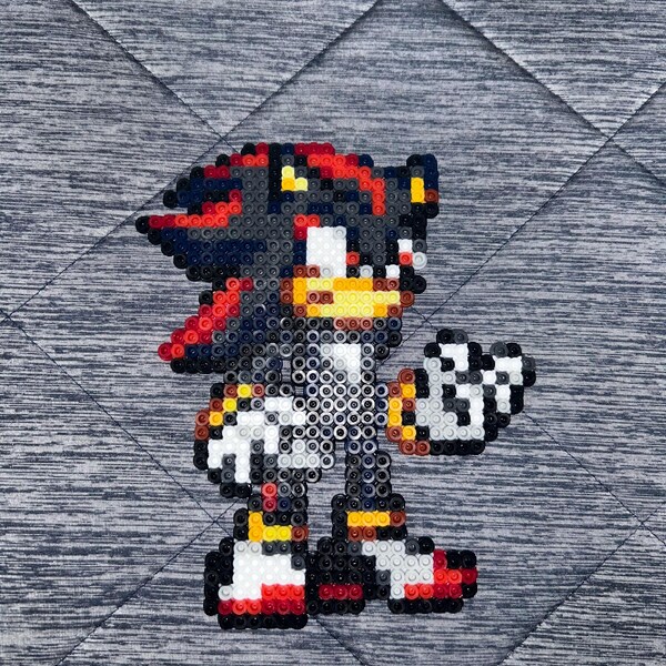 Shadow the Hedgehog Perler Bead Sprite, SA2, Sonic 3 Movie, Gaming Wall ...