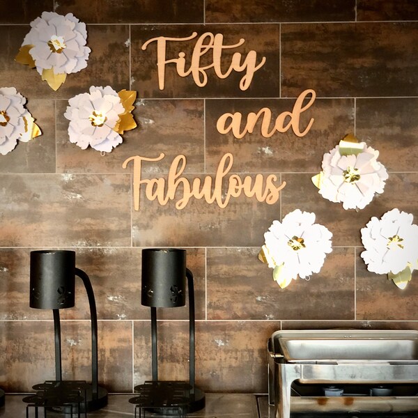 Fifty and Fabulous, Happy Birthday Sign, 50th Birthday Sign, 10 Inch ...