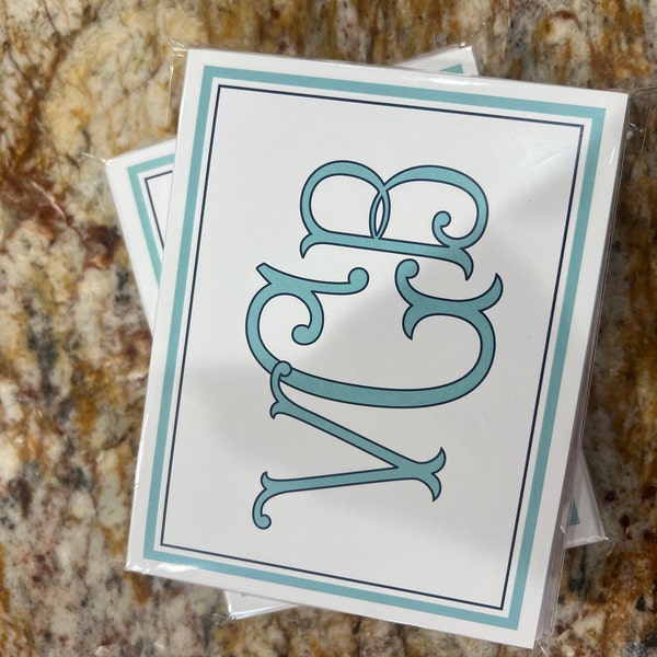 Personalized Monogrammed Notecards; Stationery Set With 24 Envelopes ...