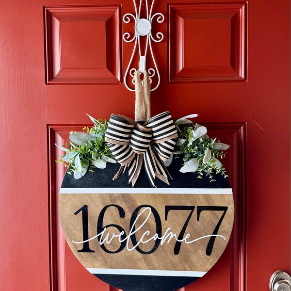 Front Door Decor | Welcome Sign | Address Sign | Year Round Wreath ...