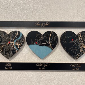Long Distance Gift for Couple Personalized Framed Wood Map - Etsy