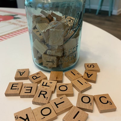 100 Pcs Wooden Scrabble Alphabet Letter Tiles With Score Marks - Etsy