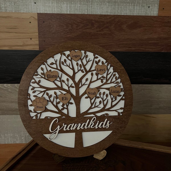 Grandkids Family Tree-family Tree-grandkids-tree-home Decor-gift ...