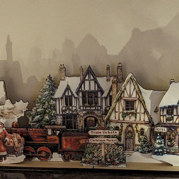 Handcrafted Laser-cut Mini Village Scene With Colourful Town Houses - Etsy