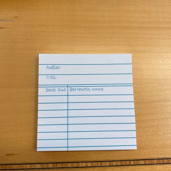 Library Card Sticky Notes - Reading Sticky Notes - Bookworm Gift ...