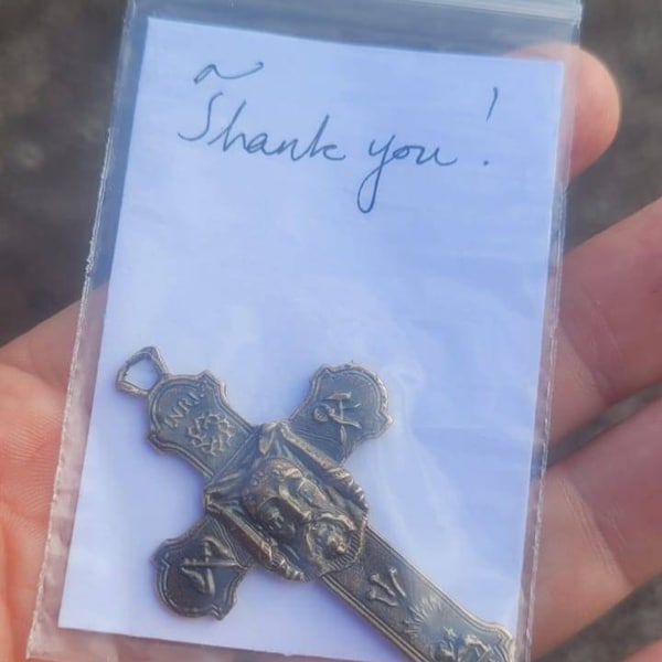 Holy Face of Jesus Cross - Bronze or Sterling Silver - Antique ...