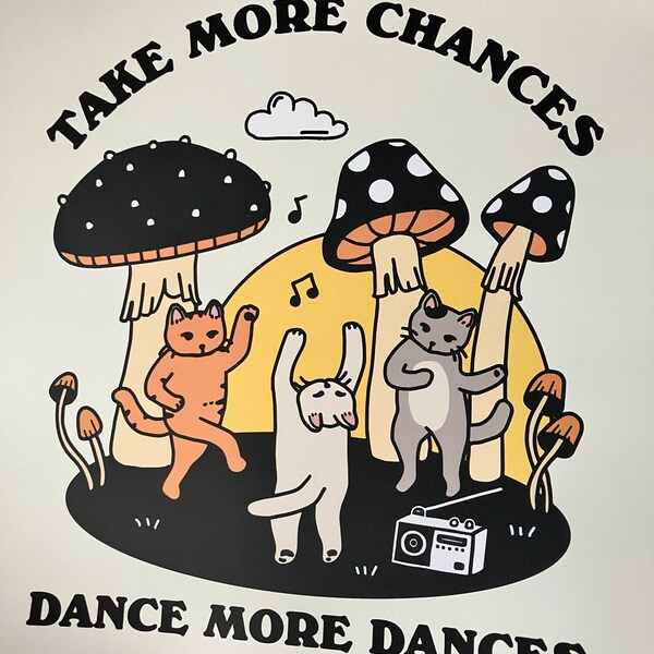 Retro Dancing Cats Wall Print, Vintage Cat Illustration, Trendy Posters ...