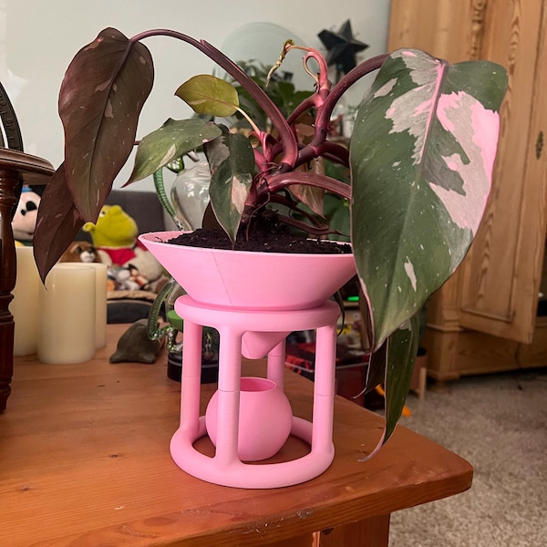 The FUNNEL Planter With Stand and Water Catch for Indoor House Plants ...