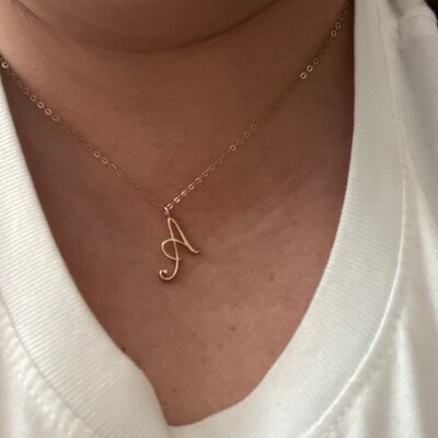 Capital Cursive Gold Letter, Alphabet, Initial w Necklace, Birthday ...