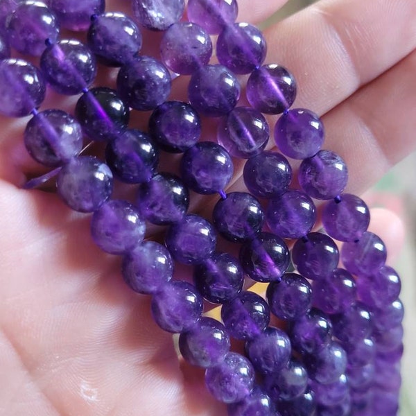 Natural Amethyst Round Beads Healing & Energy Gemstone Loose Beads for ...