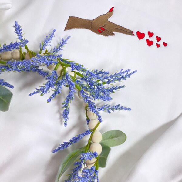 Finger Guns Embroidery Design, Hand With Heart Embroidery Design, Hand ...