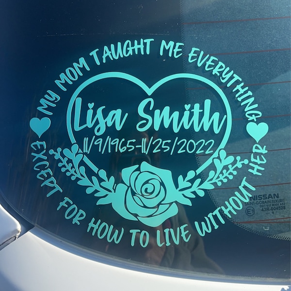 Mom Mother Memorial Vinyl Decal, Custom Tribute Remembrance Sticker ...