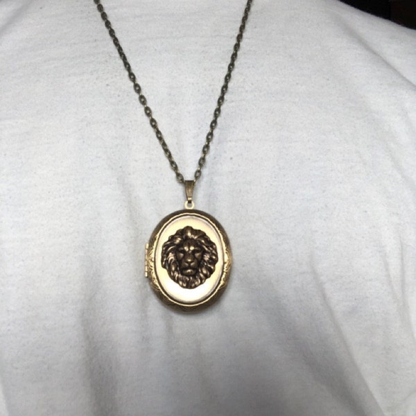 Locket--stunning Lion Bronze Pendant Locket - Lion's Head Locket ...