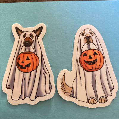 German Shepherd Ghost, Ghost Dog, Halloween Sticker, Spooky Pup - Etsy