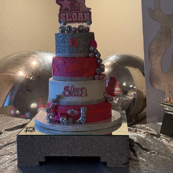 Disco Cowgirl Personalized Cake Topper Pink Cowgirl Birthday Party ...