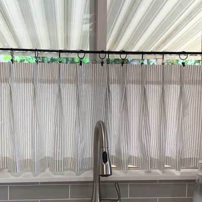 Pleated Lynn Block Print Cafe Curtain Tier Curtains Kitchen - Etsy