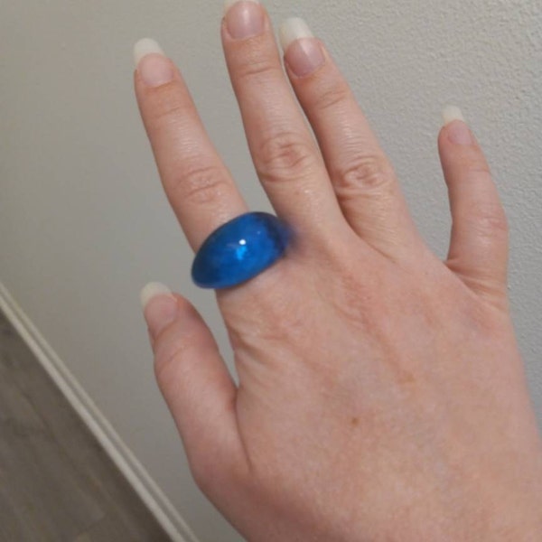 Blue Chunky Glass Ring - Etsy