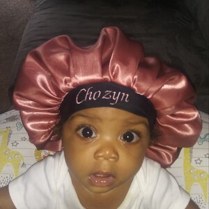 Custom Embroidered Satin Bonnet Personalized Name Hair Bonnet Holidays ...