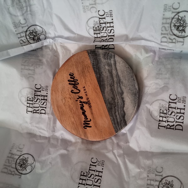 Personalised Marble & Acacia Coaster Inc Gift Box | 40th and 50th ...