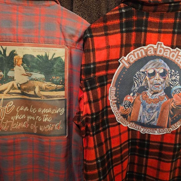 Retro Vintage Housewife Funny Meme Flannel Shirt Boho Hippie Unique ...